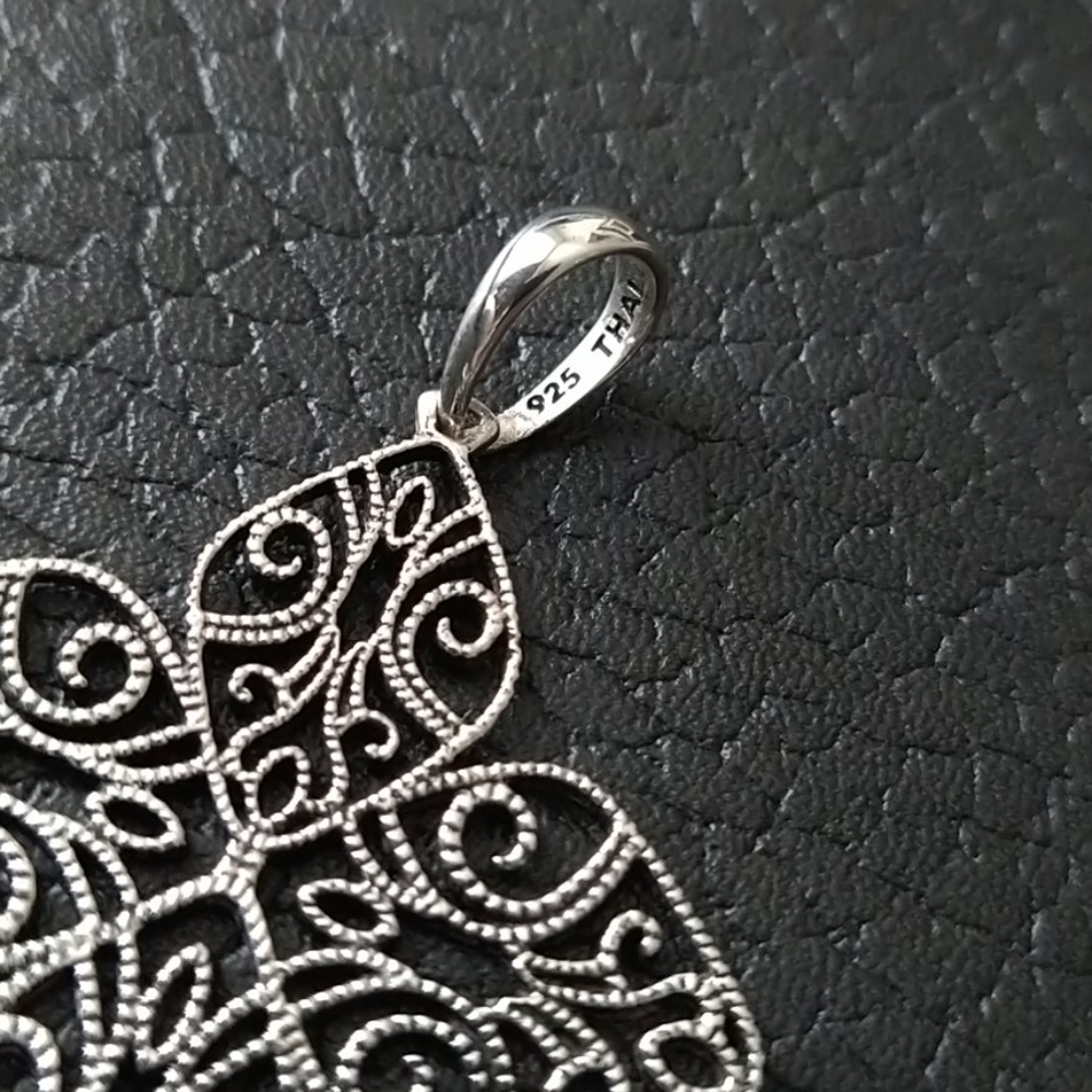 Barse 925 Thai Filigree Sterling Silver Cross Pendant. - Gem